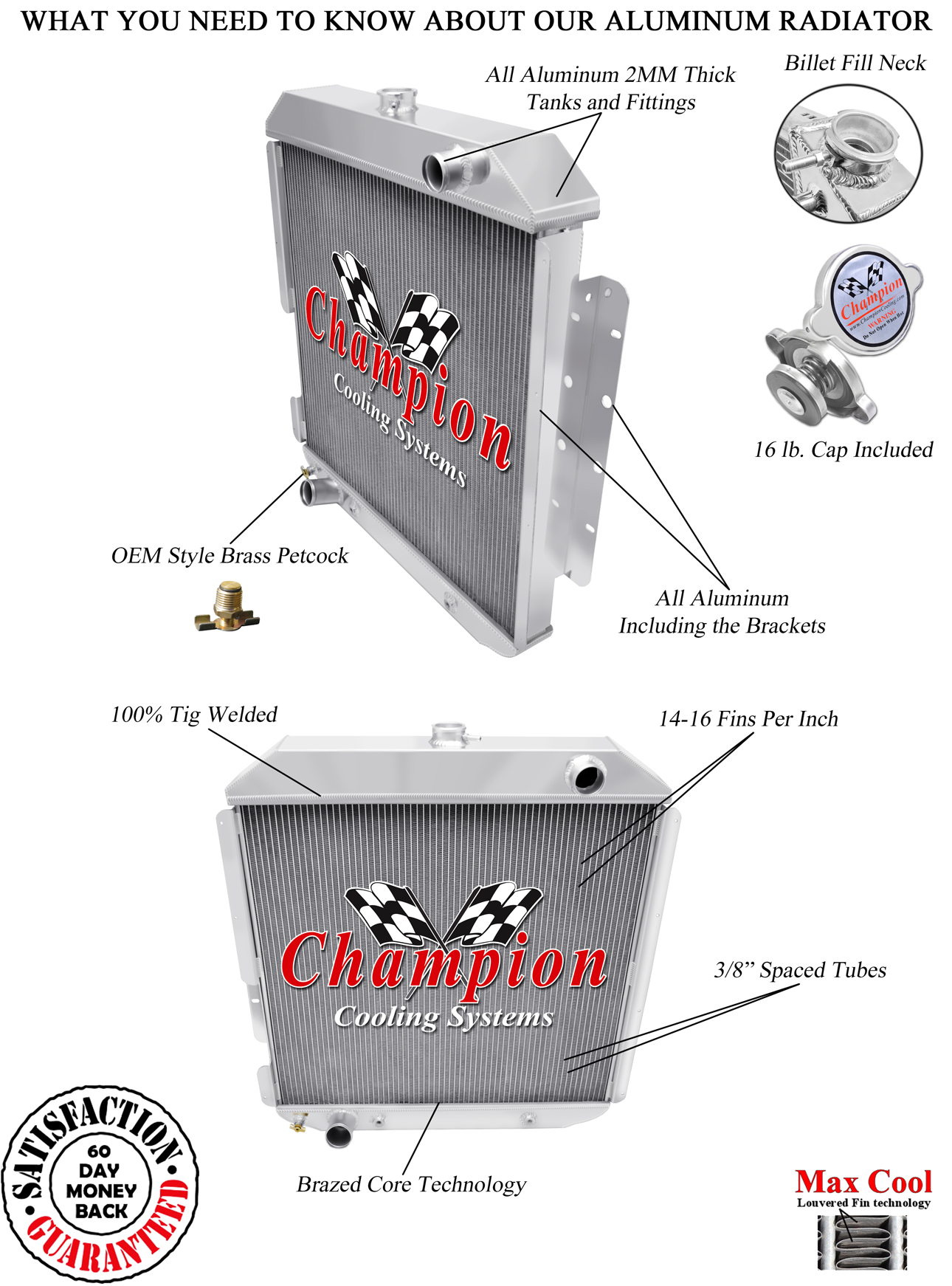 3 Row SubZero Champion Radiator for 1978 1979 Ford Bronco V8 Engine # ...