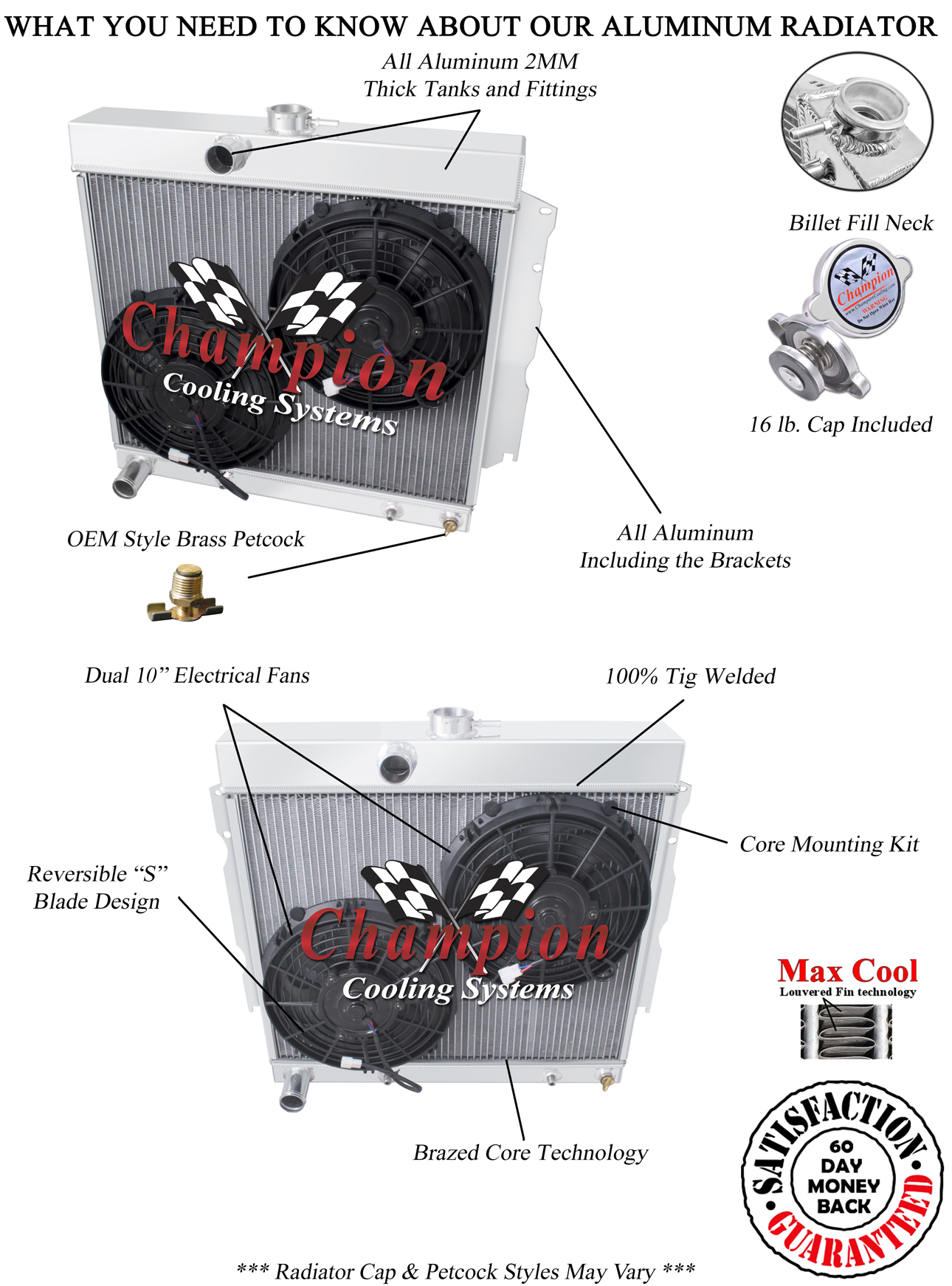 4 Row Discount Champion Radiator W/ 2 10" Fans for 1965 1966 Dodge Dart ...